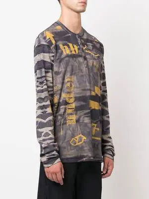 DIESEL® Graphic-print Buttoned T-shirt