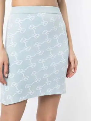 Rokh Monogram Pattern Knitted Pencil Skirt - Blue