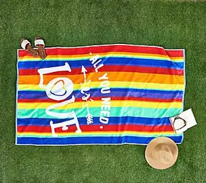 HOME REFLECTIONS Oversized Rainbow Jacquard Beach Towel - One-color