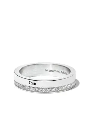 Le Gramme 7g Diamond Line Polished Band Ring - Silver