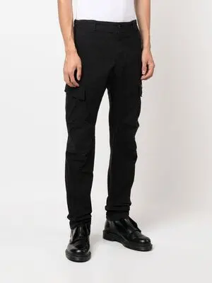 C.P. COMPANY Logo-patch Tapered Cargo Trousers - Black