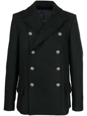 Balmain Double-breasted Virgin Wool Coat