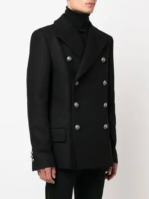 Balmain Double-breasted Virgin Wool Coat