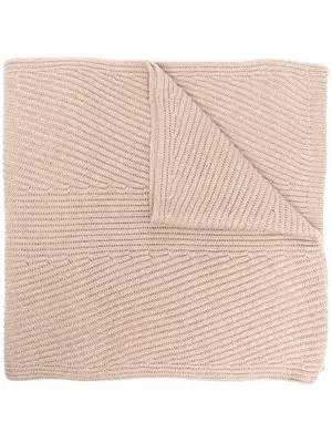 JOSEPH Ribbed-knit Cotton-wool Blend Scarf - Neutrals