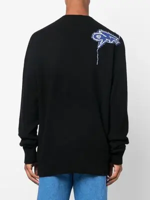Off-White Arrows Intarsia Wool Jumper - Black Peacock
