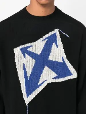 Off-White Arrows Intarsia Wool Jumper - Black Peacock