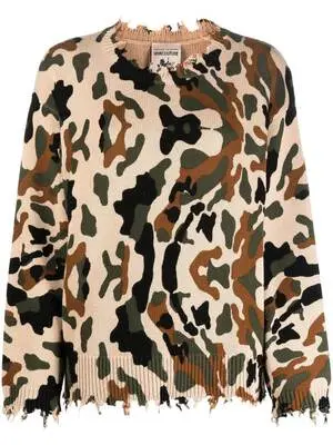 SEMICOUTURE Camouflage Jersey-knit Jumper - Neutrals