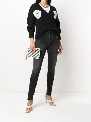 Off-White Appliquéd Alpaca And Wool-blend Jumper