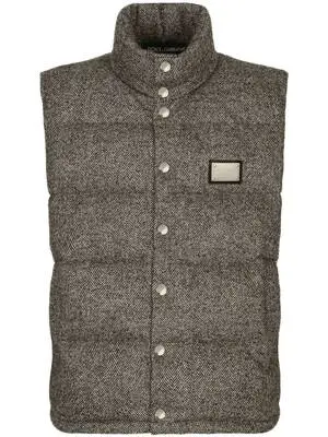 Dolce & Gabbana Chevron-knit Padded Gilet - Grey