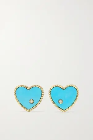 Yvonne Léon Yvonne Léon 9-karat Gold, Turquoise And Diamond Earrings Blue
