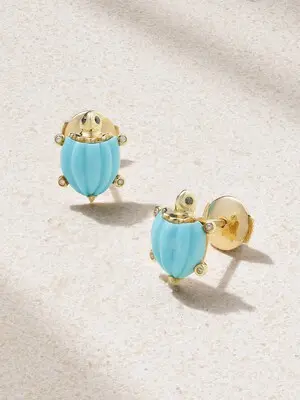 Yvonne Léon 9-karat Turquoise And Diamond Earrings - Gold