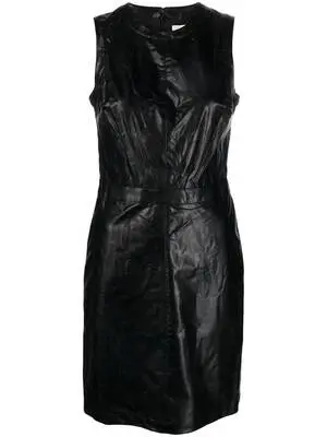 Michael Kors Faux Leather Mini Dress - Black