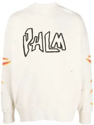 Palm Angels Graffiti-print Logo Sweatshirt - White