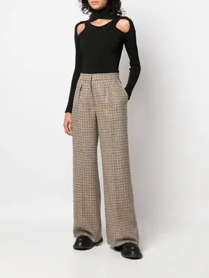 Palm Angels Checked Wide-leg Trousers - Brown