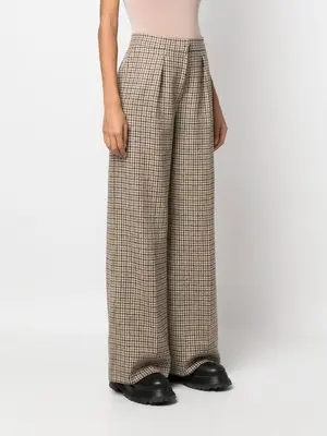 Palm Angels Checked Wide-leg Trousers - Brown