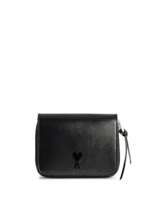 Ami De Coeur Bi-fold Leather Wallet - Black