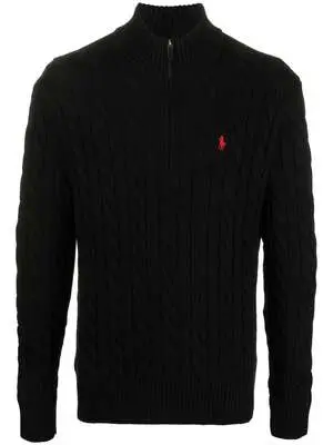 Polo Ralph Lauren Cable-knit Half-zip Jumper - Black