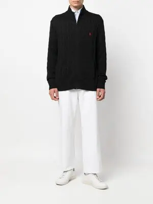Polo Ralph Lauren Cable-knit Half-zip Jumper - Black