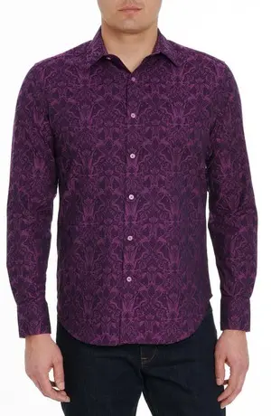 Robert Graham Highland Woven Button-up Shirt Burgundy