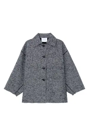 Lafayette 148 New York Houndstooth Wool Blend Swing Coat