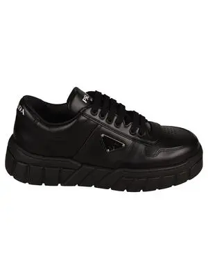 Prada Logo Plaque Perforated Sneakers
