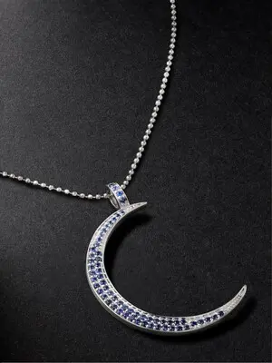 SYDNEY EVAN Large Moon Sapphire Pendant Necklace