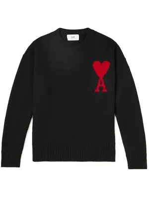 Ami Logo-intarsia Virgin Wool Sweater