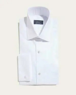 Bergdorf Goodman Stud-front Micro Box Weave Dress Shirt