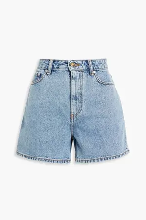 GANNI Printed Denim Shorts - Light Denim