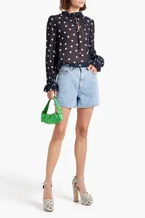 GANNI Printed Denim Shorts