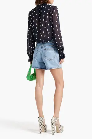 GANNI Printed Denim Shorts