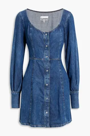 GANNI Denim Mini Dress With Button Closure