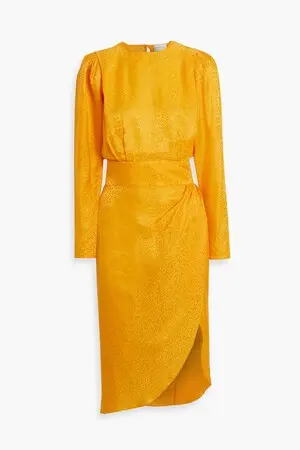 Ronny Kobo Mary Asymmetric Satin Jacquard Dress - Marigold