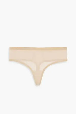 Wolford Stretchtulle Midrise Thong - Beige
