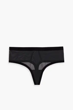 Wolford Stretchtulle Midrise Thong - Black
