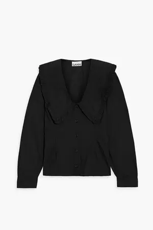 GANNI GANNI Cottonpoplin Ruffled Blouse - Black