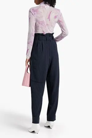 GANNI Printed Mesh Turtleneck Top