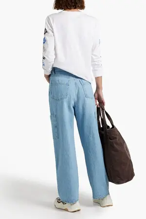 GANNI Printed Cotton Jersey Long Sleeve Top