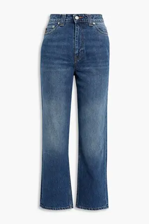 GANNI High-rise Straight-leg Printed Jeans - Mid Denim