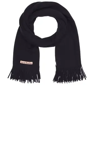 Acne Studios Classic Fringed Scarf In Brown - Black