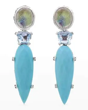 Stephen Dweck Quartz, Abalone, And Topaz Earrings - Turquoise