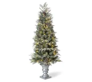 GLITZHOME 5' Pre-lit Pinecone Artificial Christ Mas Porch Tree - One-color