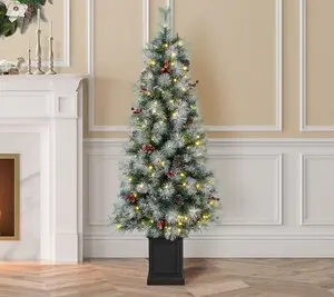 GLITZHOME 5' Pre-lit Pine Artificial Christmas Orch Tree