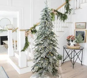 GLITZHOME 7.5' Pre-lit Pencil Spruce Christmas Tree