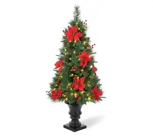 GLITZHOME 4' Prelit Artificial Christmas Porch - One-color