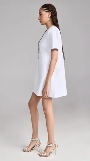 AREA Crystal Bow Ponte T-shirt Dress