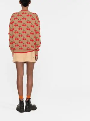 La DoubleJ Cherry Intarsia-knit Jumper - Neutrals