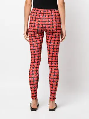 La DoubleJ Cherry-print Mid-rise Leggings - Black