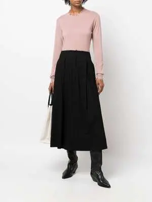 UMA WANG Raw-edge Pleated Long Skirt