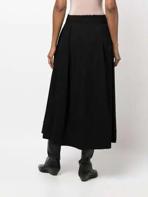 UMA WANG Raw-edge Pleated Long Skirt